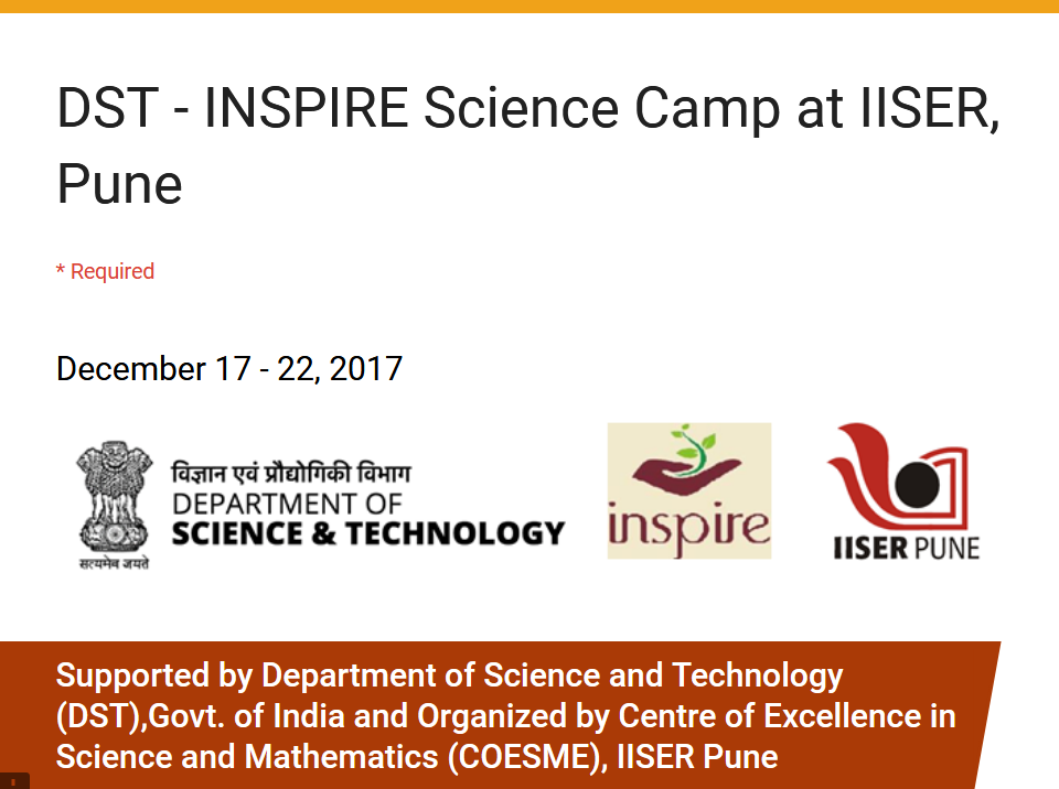 INSPIRE Science Internship Camp (for students of class XI) @ IISER ...